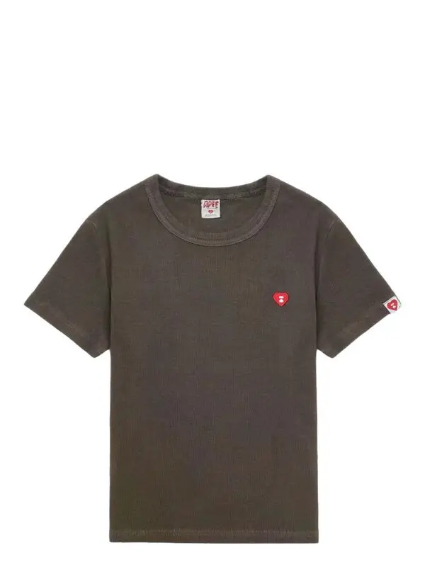 A BATHING APE Heart Detail Ribbed T-shirt - Brown