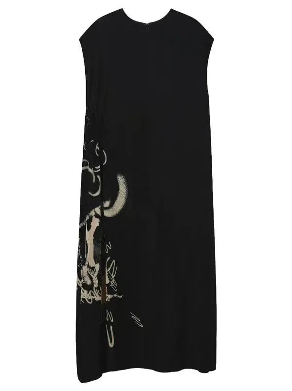 Y’s Printed Maxi Dress - Black