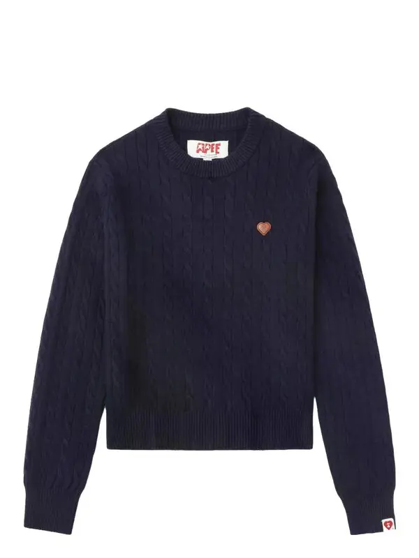 A BATHING APE Cable-knit Patch Sweater - Blue