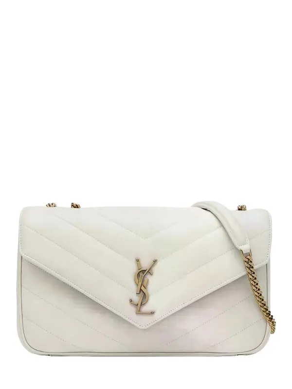 Saint Laurent Medium Loulou Crossbody Bag - White