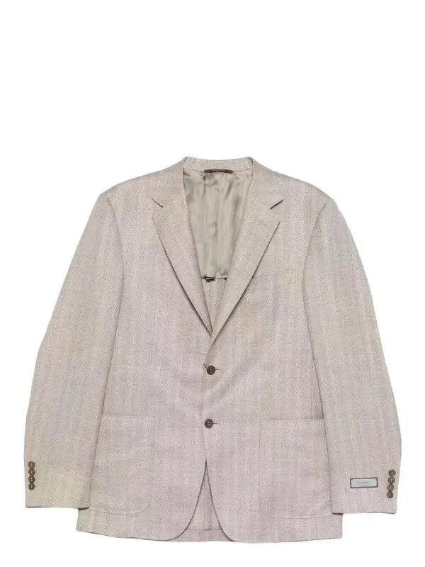 Canali Button Herringbone Blazer - Neutrals