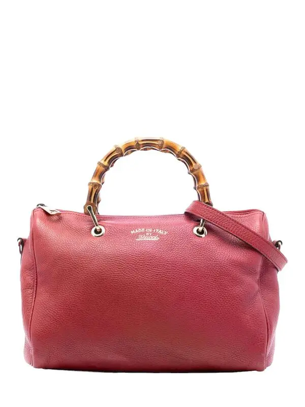 Gucci Bamboo Shopper Boston Bag Satchel - Red