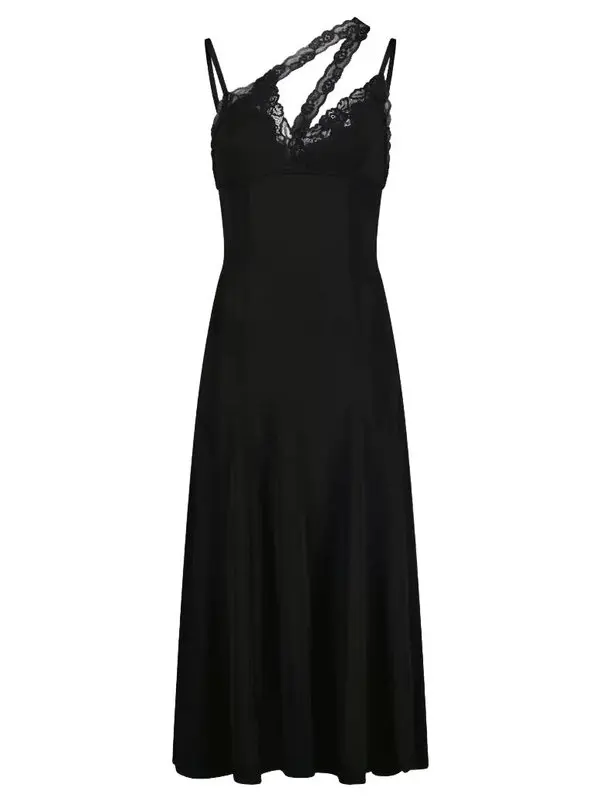 VAILLANT Lace Trim Midi Dress - Black