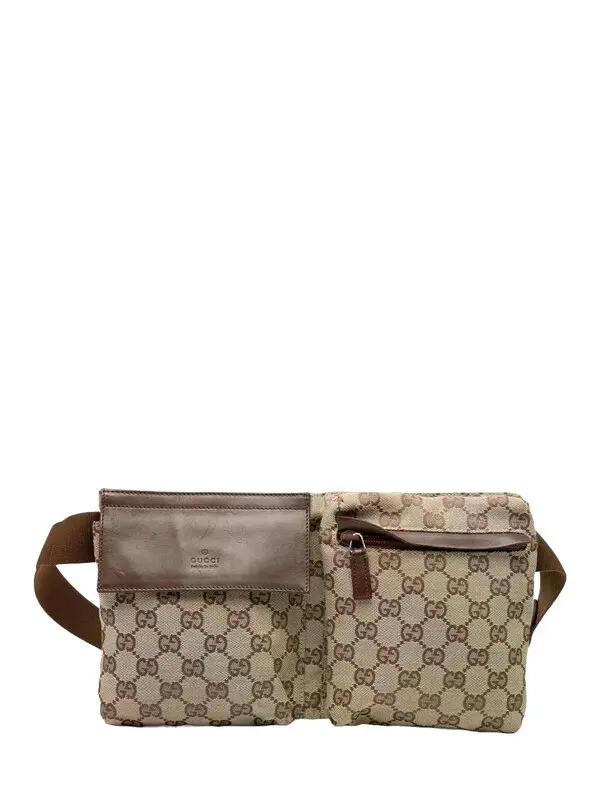 Gucci Gg Canvas Double Pocket Belt Bag - Brown