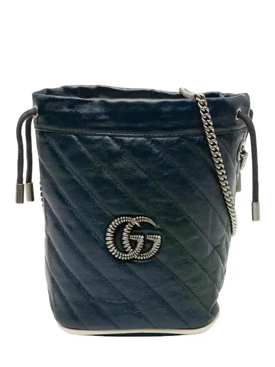 Gucci Mini Gg Marmont Matelasse Leather Bucket Bag - Blue