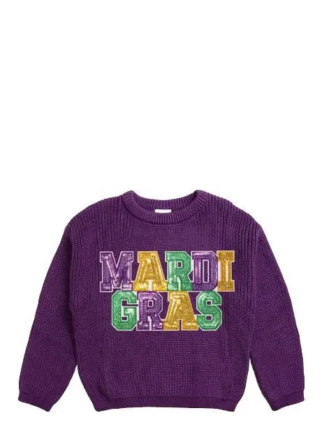 SWEET WINK Mardi Gras Knit Sweater - Purple