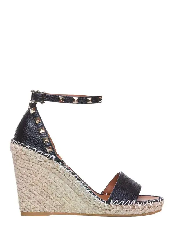 Valentino Garavani Double Rockstud Heeled Espadrilles - Black
