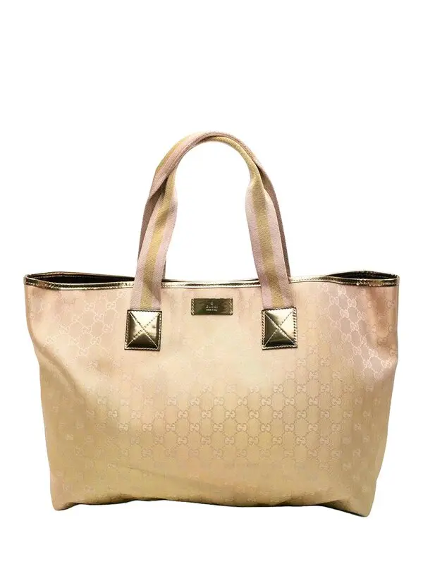 Gucci Gg Canvas Web Tote Bag - Gold