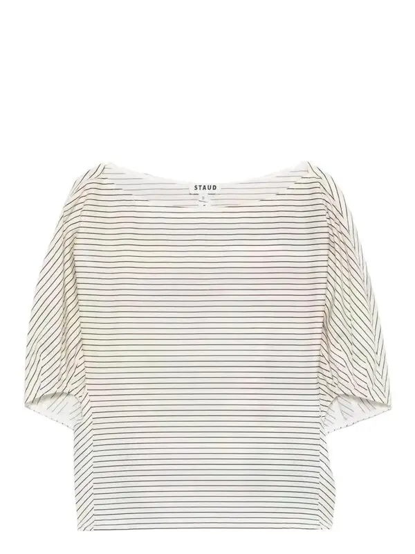 Staud Striped Elbow-length Sleeve Top - Neutrals