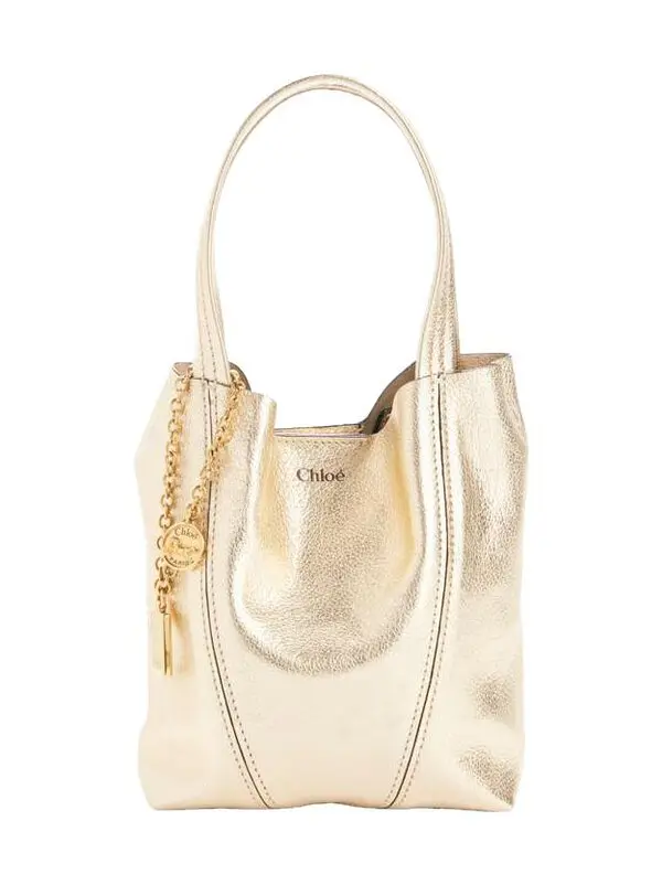 Chloé Small Spin Metallic Leather Tote - Light Gold
