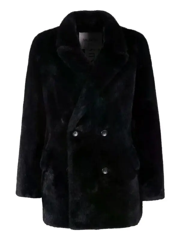 VALENTINI 1972 Double-breasted Faux Fur Coat - Blue