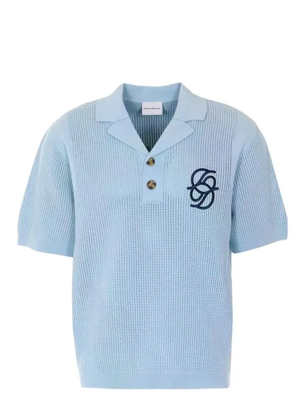 Drole De Monsieur Logo-embroidered Short-sleeve Polo Shirt - Blue