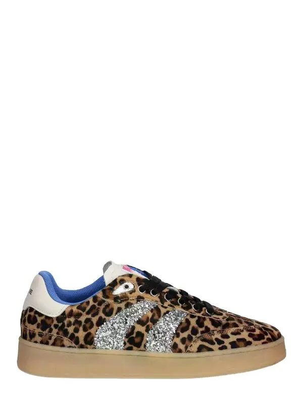 CRIME LONDON Leopard-print Glitter Sneakers - Brown