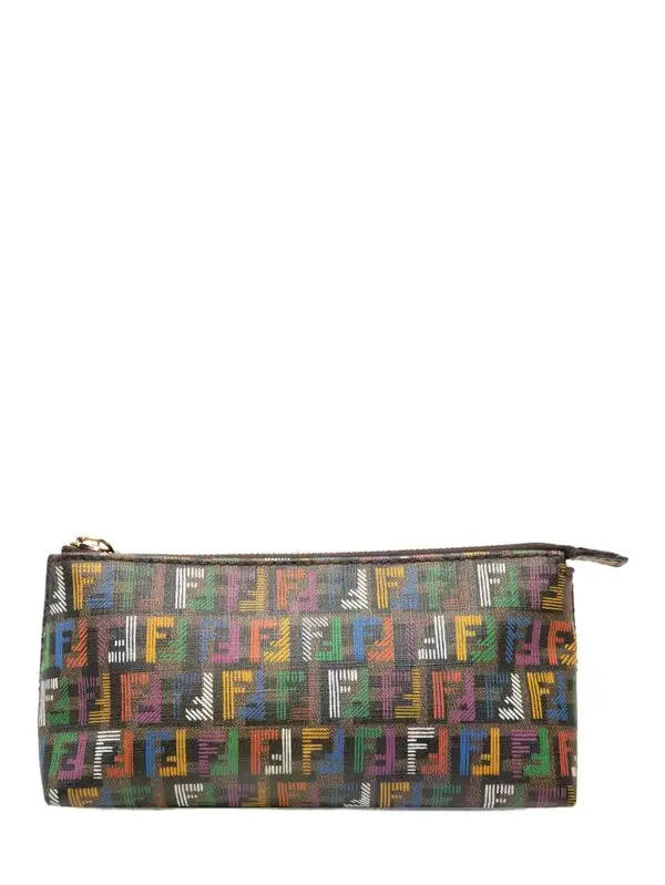 Fendi 2000-2010 Zucchino Coated Canvas Pouch - Brown