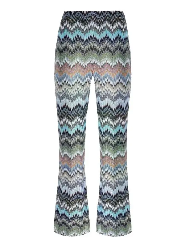 Missoni Zigzag-pattern Flared Trousers - Blue