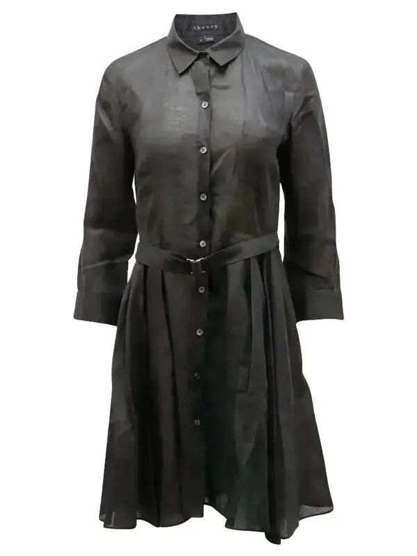 Theory Belted Shirt Dress - Black