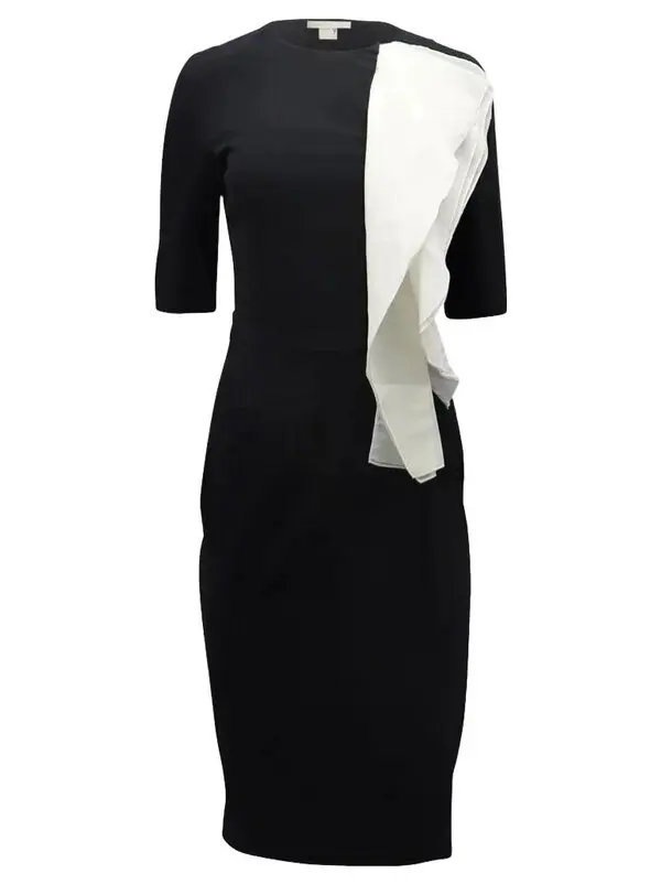 Antonio Berardi Ruffle Zip Sheath Midi Dress - Black