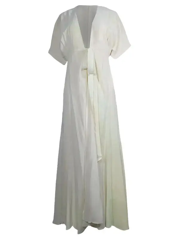 REFORMATION V-neck Wrap Maxi Dress - Neutrals