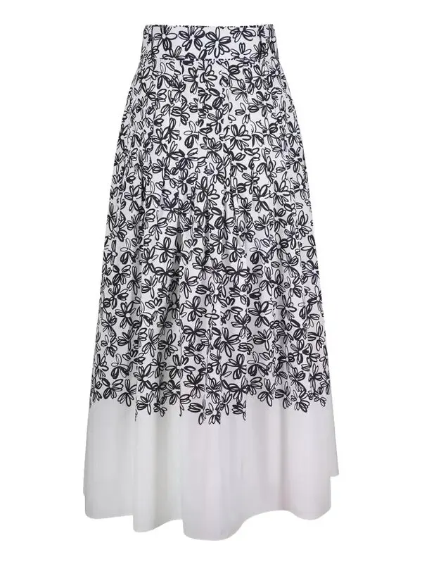 Akris Floral-print Midi Skirt - White