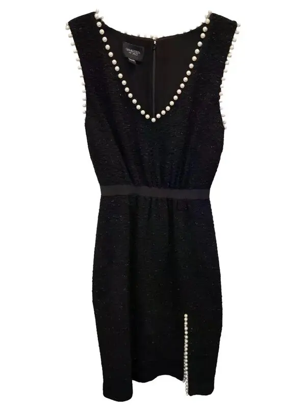 Giambattista Valli Pearl-embellished V-neck Dress - Black