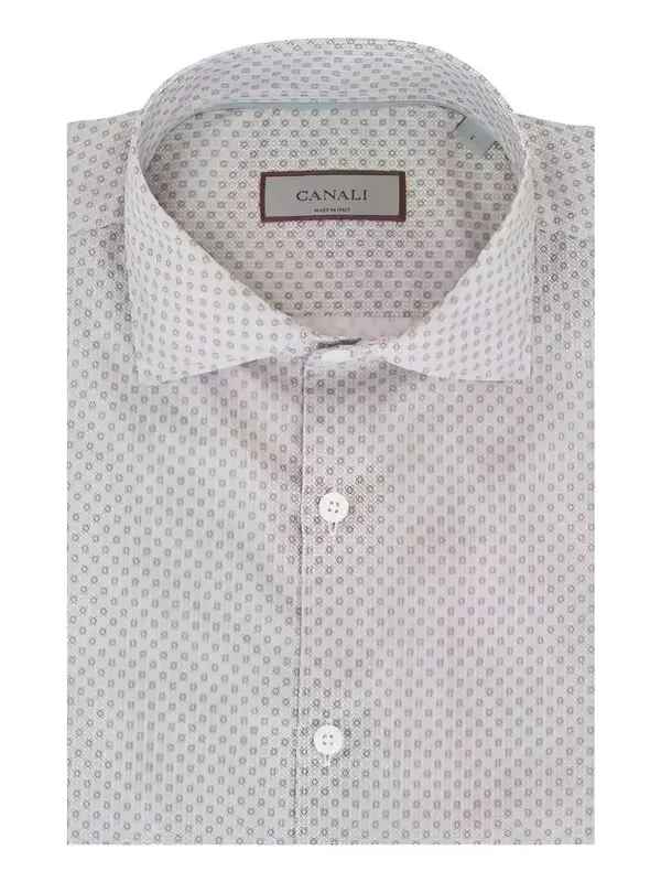 Canali Medallion-print Cotton Shirt - Neutrals