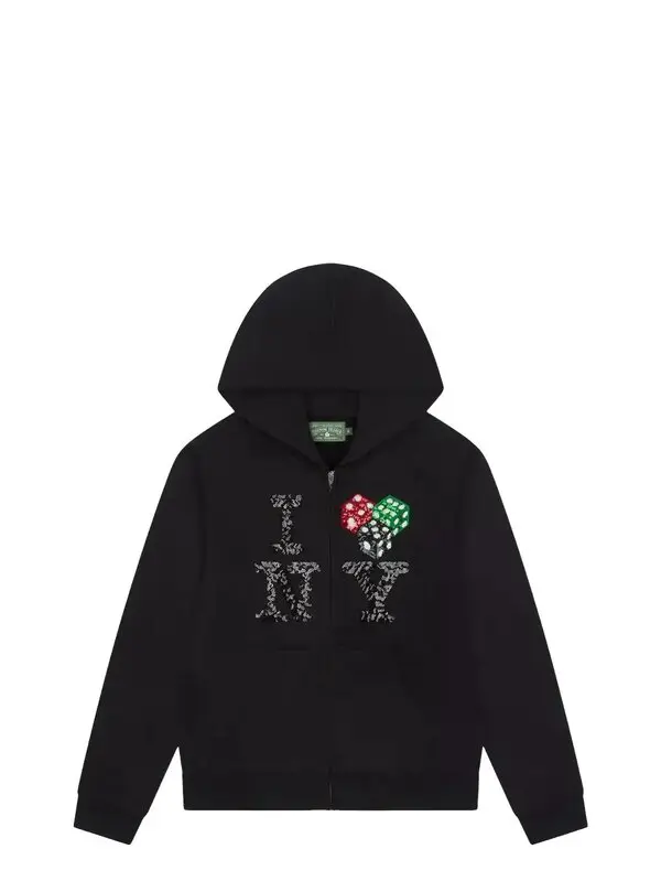 DENIM TEARS Embellished Zip-up Hoodie - Black
