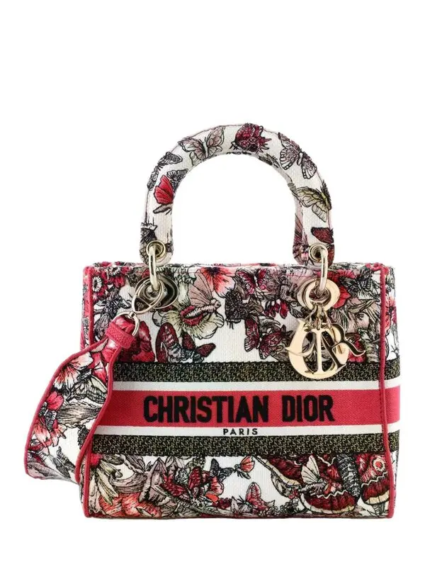 Dior Lady D-lite Embroidered Canvas Satchel - Multicolour