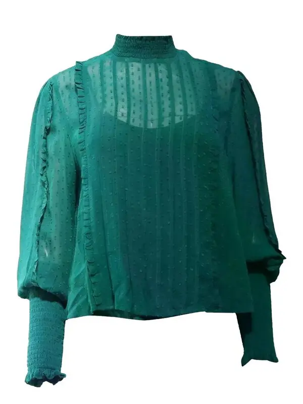 Farm Rio Ruffled Long-sleeve Blouse - Green