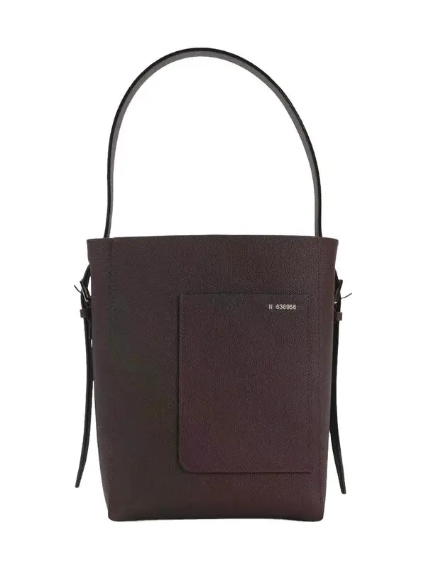 VALEXTRA Grained Leather Shoulder Bag - Brown