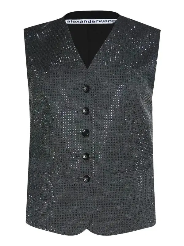 Alexander Wang Buttoned V-neck Top - Grey