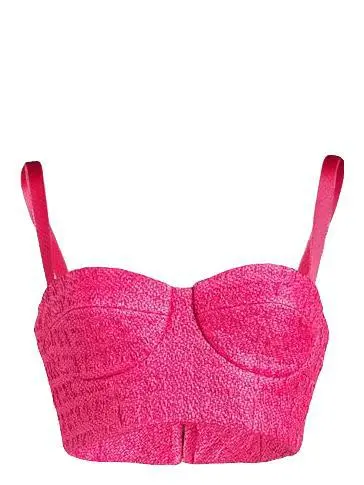 Elisabetta Franchi Faux Raffia Crop Top - Fuchsia