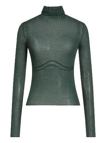 Patrizia Pepe Ribbed Knit Turtleneck Long Sleeve Top - Military Green