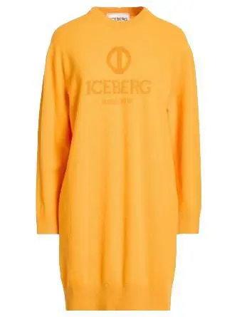 Iceberg Knitted Mini Dress In Virgin Wool And Cashmere - Mandarin