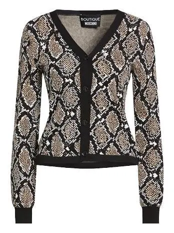 Moschino Jacquard-knit Snakeskin-print Cardigan - Black