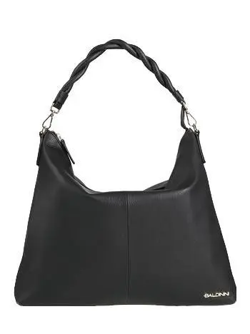 BALDININI Pebbled Leather Hobo Bag With Top Handle And Detachable Shoulder Strap - Black
