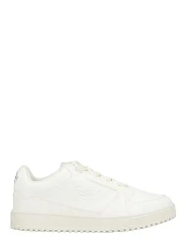 Emporio Armani Low-top Sneakers In Synthetic Material - White