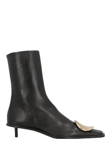 JIL SANDER Leather Ankle Boots With Appliqués - Black
