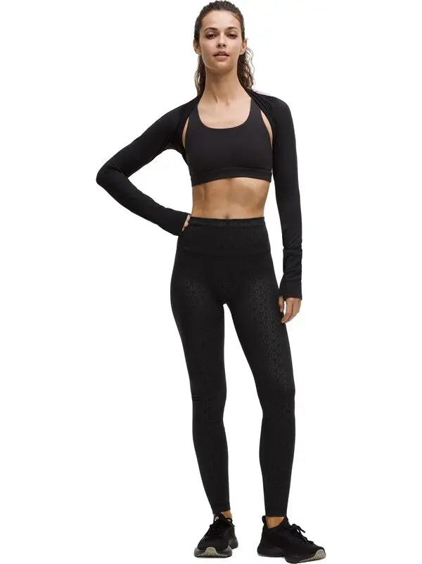 Lululemon Wunder Train No Line High-rise 28" Tights - Lulu Stack Emboss Black