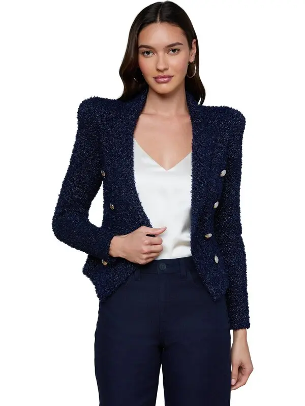 L'Agence Bethany Knit Blazer - Midnight/nickel