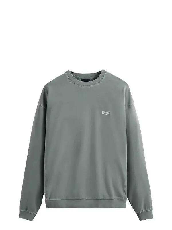 Kith Crystal Wash Interlock Vintage Crewneck Sweatshirt - Light Indigo