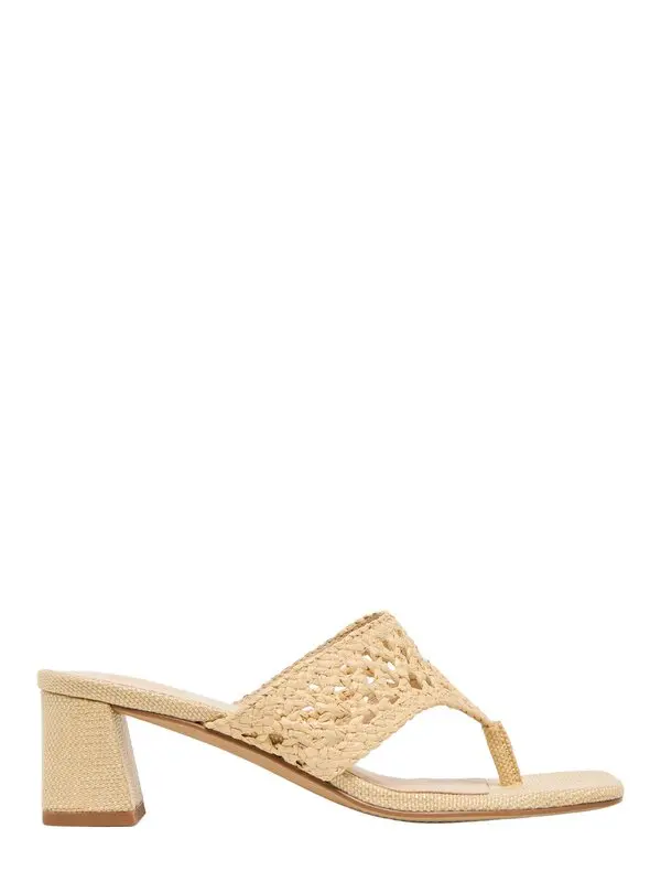 DOLCEVITA Barlo Raffia Block Heel Sandals - Lt Natural Woven Raffia