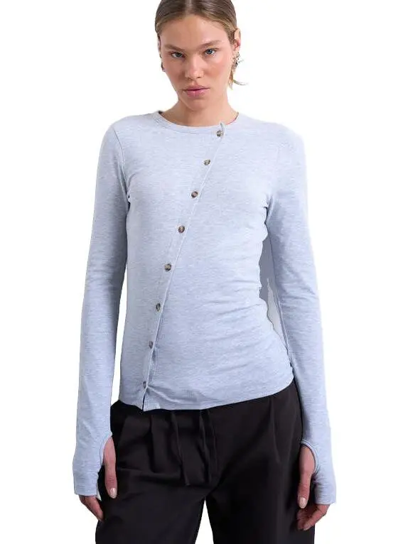 Topshop Asymmetric Button Front Top - Grey