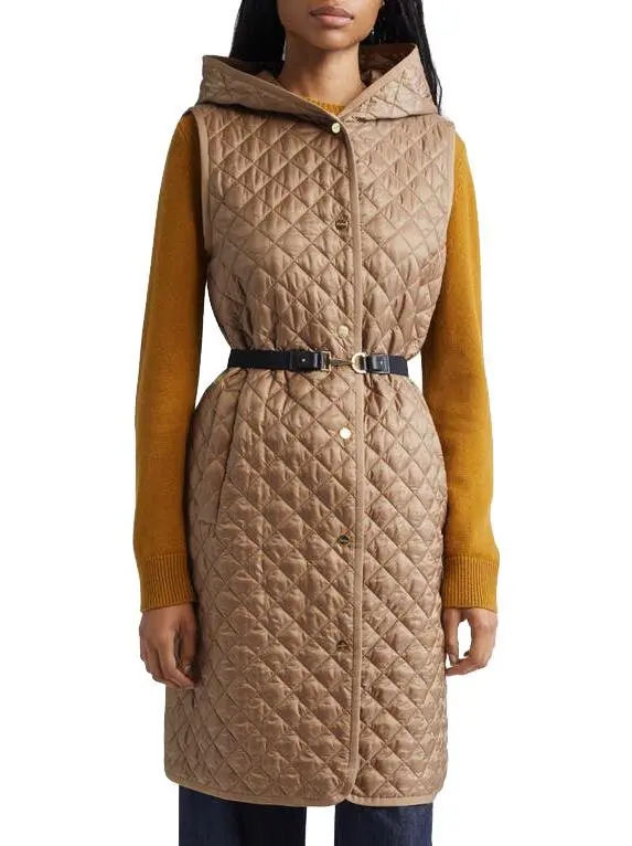 Max Mara Camille Sleeveless Hooded Puffer Coat - Hazelnut Brown
