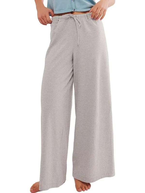 Free People Out And About Stripe Knit Wide Leg Pants - Grey