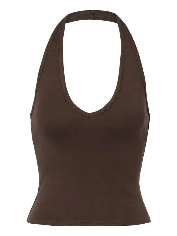 NILI LOTAN Britt Halterneck Cotton Top - Brown