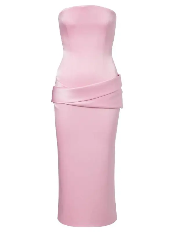 Alex Perry Draped Satin Crêpe Bustier Dress - Pink