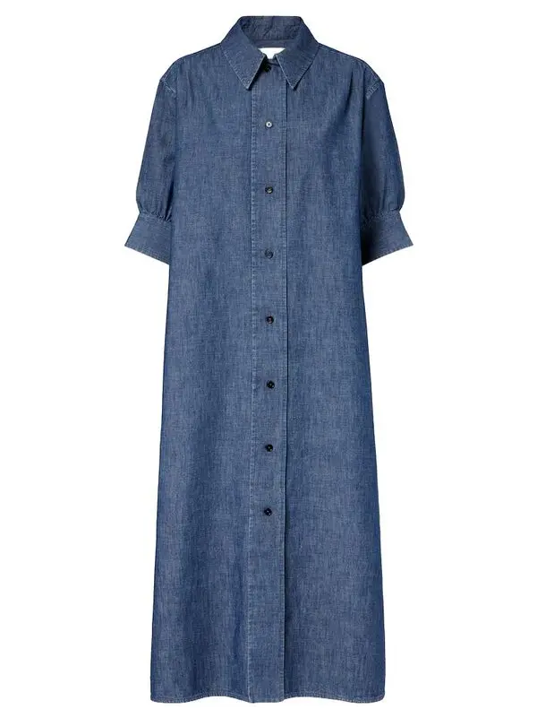 JIL SANDER Cotton Chambray Shirt Dress - Blue