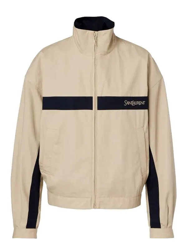 Saint Laurent Logo Cotton Canvas Jacket - Beige
