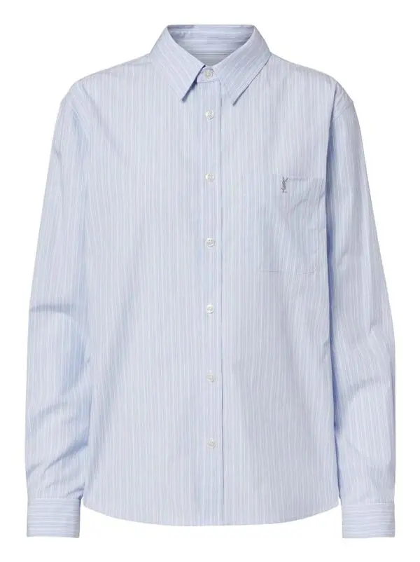 Saint Laurent Striped Cotton Poplin Shirt - Blue