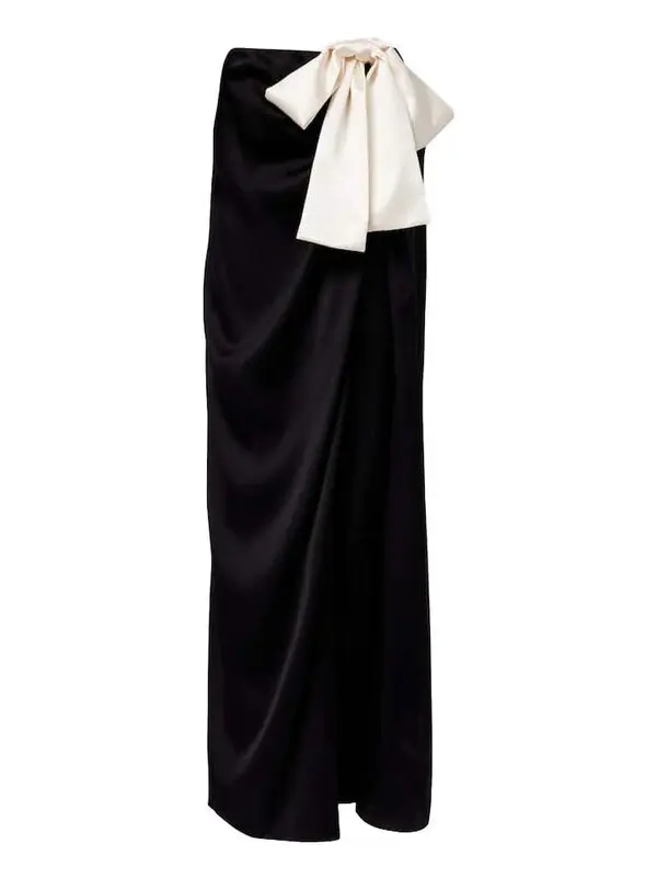 Saint Laurent Bow-detail Silk Charmeuse Maxi Skirt - Black